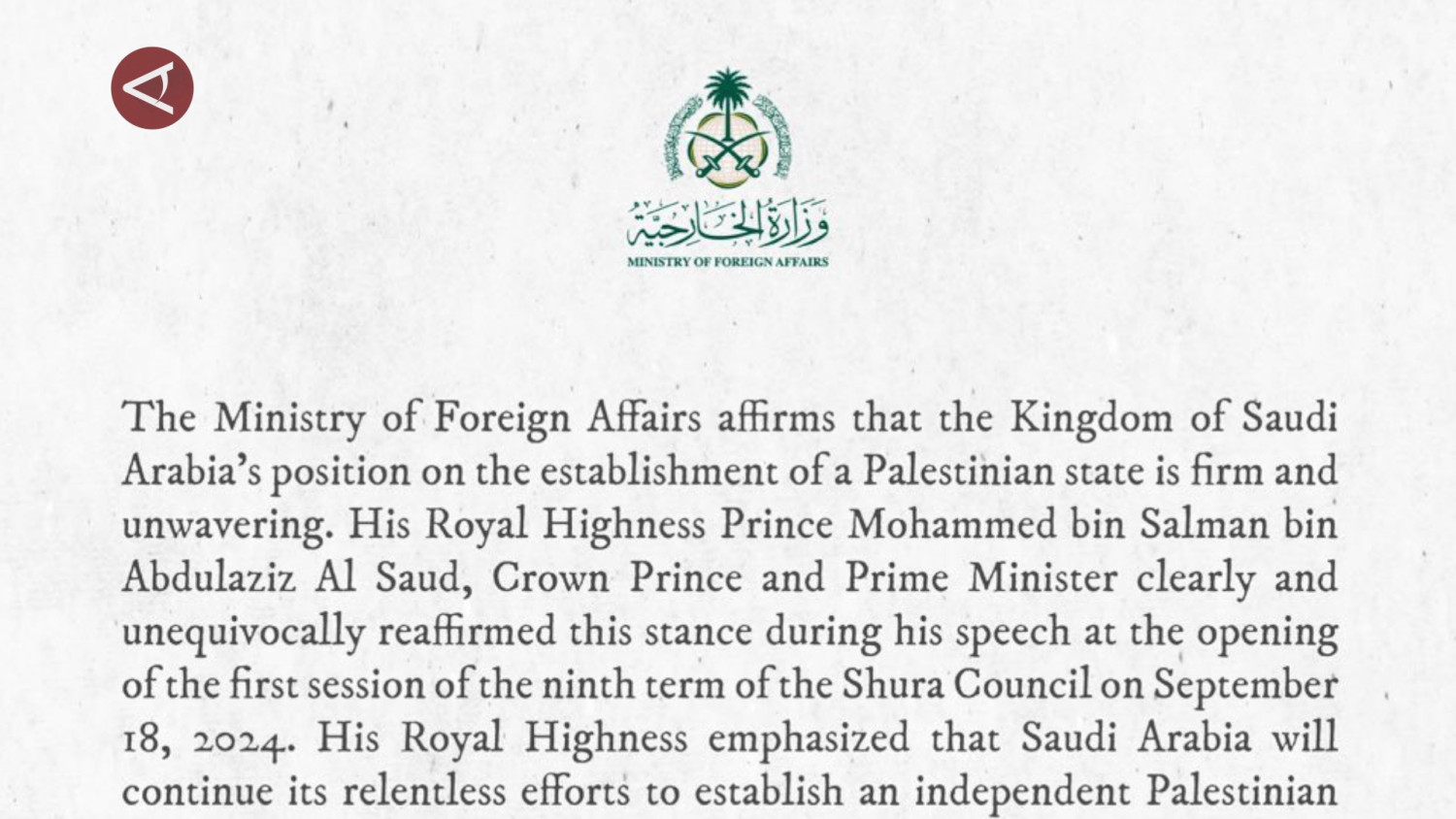 Tak tergoyahkan, Arab Saudi tegas dukung pendirian negara Palestina ...